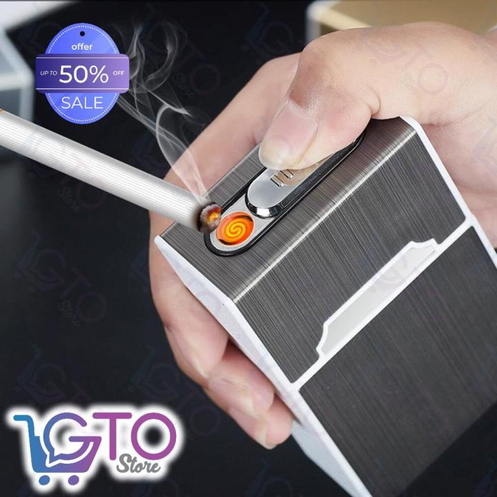 Customize USB Rechargeable Electric 2 in 1 Lighter + 20 Cigarette Case ...