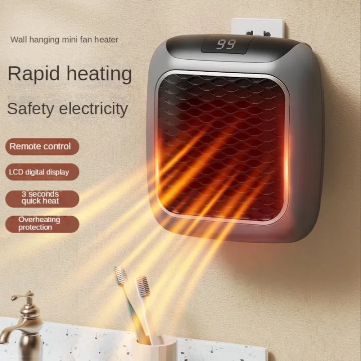 800 Watts Smart Wall Space Heater Portable Electric Small Heater With ...