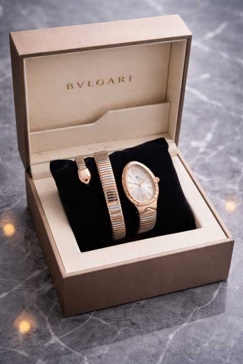 Luxury Women’s Snake Style Bracelet Watch – Rose Gold Serpenti Design ...