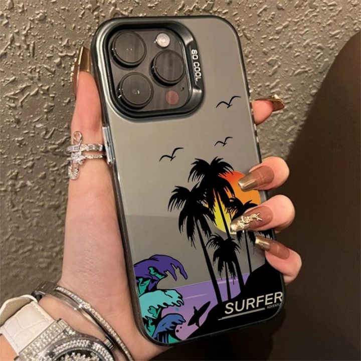 100% Quality+COD Sunset Coconut Tree Phone Case For iPhone 11 12 13 14 ...