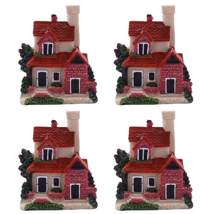 4X Cute Mini Resin House Miniature House Fairy Garden Landscape Home ...