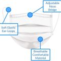 Disposable White Face Mask – 3 Protective Layers with Nose Pin, Pack of ...