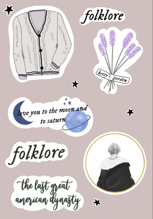Pack of 7 - Taylor Swift Folkore Stickers - Stickers for mobile ...