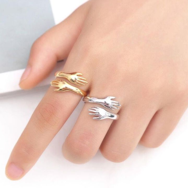 2 Creative Romantic Love Hug Ring Fashion Lady SILVER AND GOLD OM ...