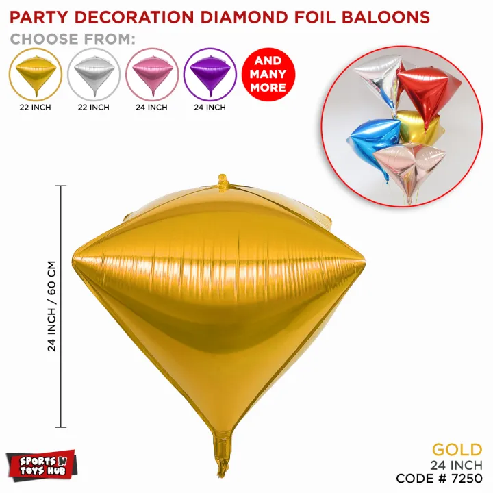 24 Inch Diamond Foil Mylar Balloon Hangable Aluminum Foil Mirror ...