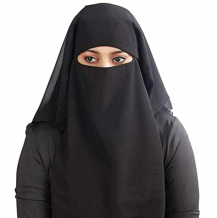 Double Layered Black Abaya Niqab Breathable Georgette, Soft Fabric ...