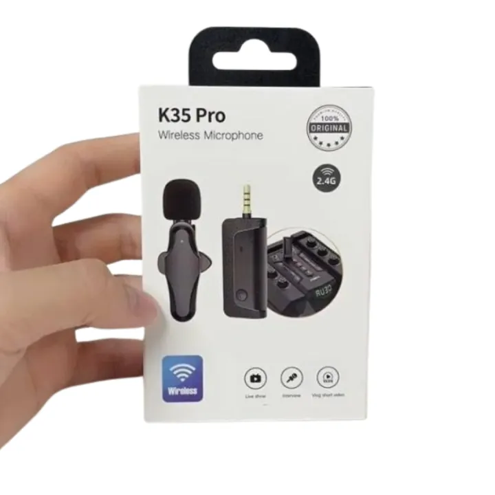 K35 Pro Dual Mic Wireless Lavalier: Clear, Professional-Grade Audio for Content Creators | Daraz.pk
