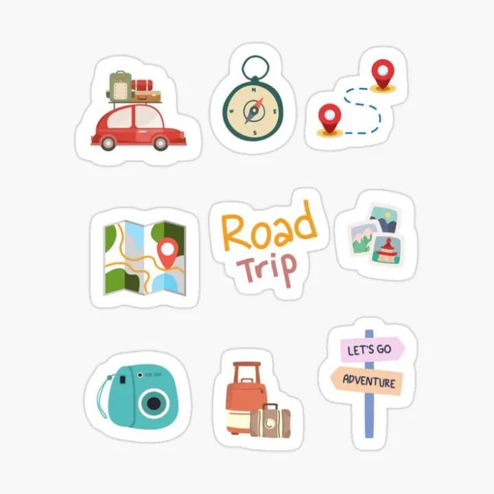 Road Trip Sticker Cool Stickers 2 Inch X 2 Inch Sticker size Pack Of 9 ...