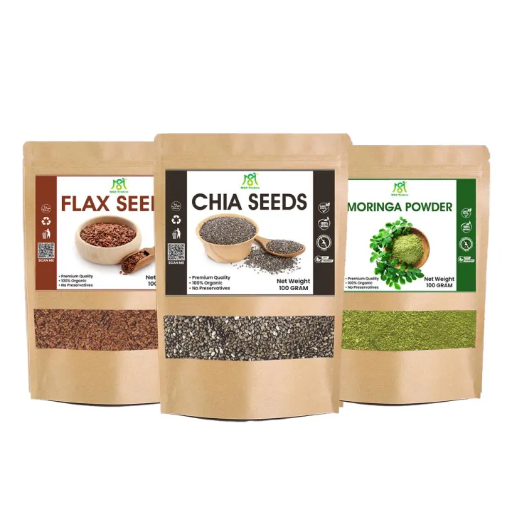 Pack Of 3 Chia Seeds Organic For Weight Loss + Flex Seeds | Alsi Seedsl ...