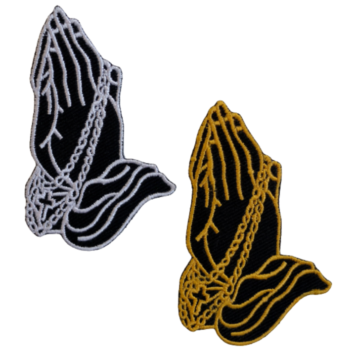 Praying Hands with Crucifix Embroidered Iron On Patch Sew On Badge ...