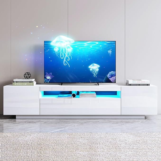Modern TV Stand MDF High-Gloss Entertainment Center, Acrylic Board ...
