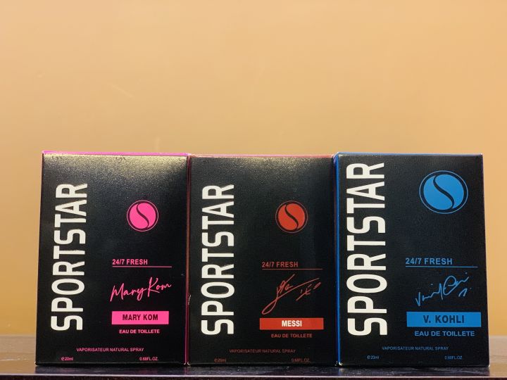 Sportstar Pack of 3 20ml Perfume set | Virat Kohli | Mary Kom | Messi ...