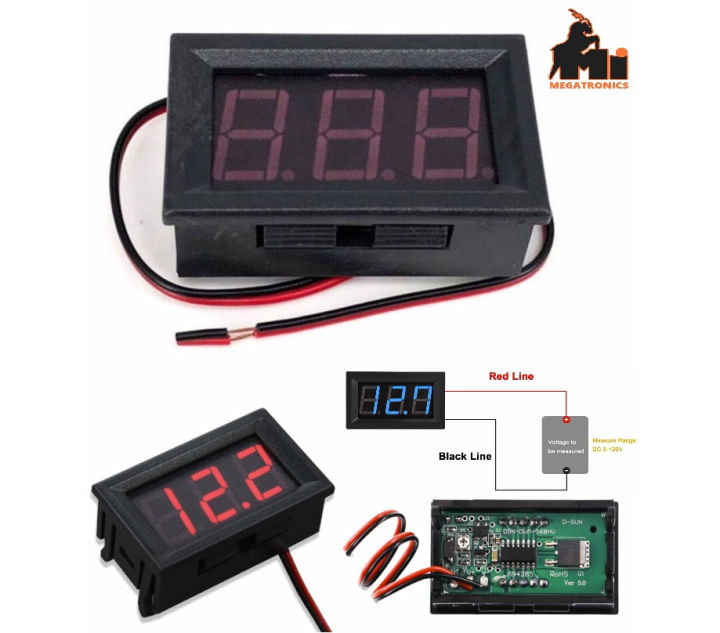 Red DC Voltmeter 5-33V LCD display Panel Meter Digital volt menter with ...