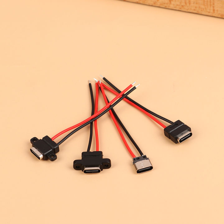 2Pcs Type C 2 Pin Waterproof Female USB C Socket Port With Screw Hole ...