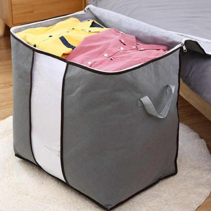 Portable Bamboo Clothes Blanket Large Folding Bag Storage Box Organize ...