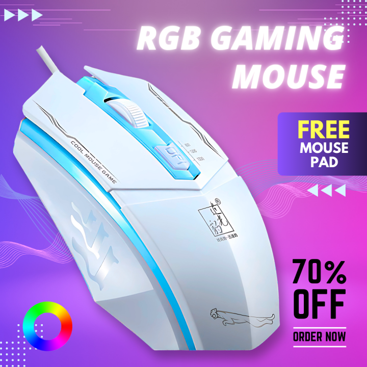 Puma RGB Wired Gaming Mouse with Free Mouse Pad | 4D Optical USB Mouse ...