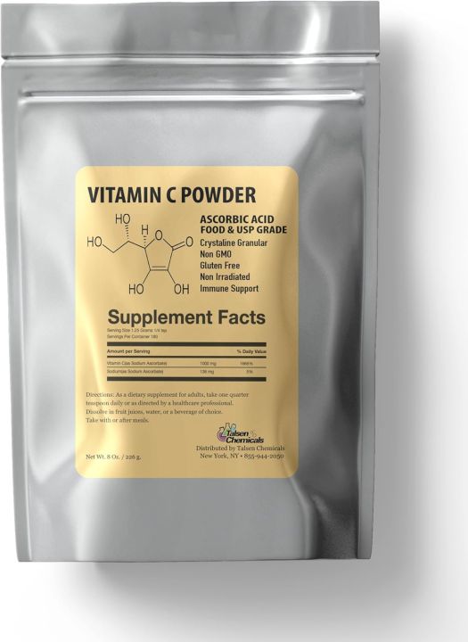 Pure Vitamin C Powder Organic (8 Oz / 226 g) Ascorbic Acid Powder ...