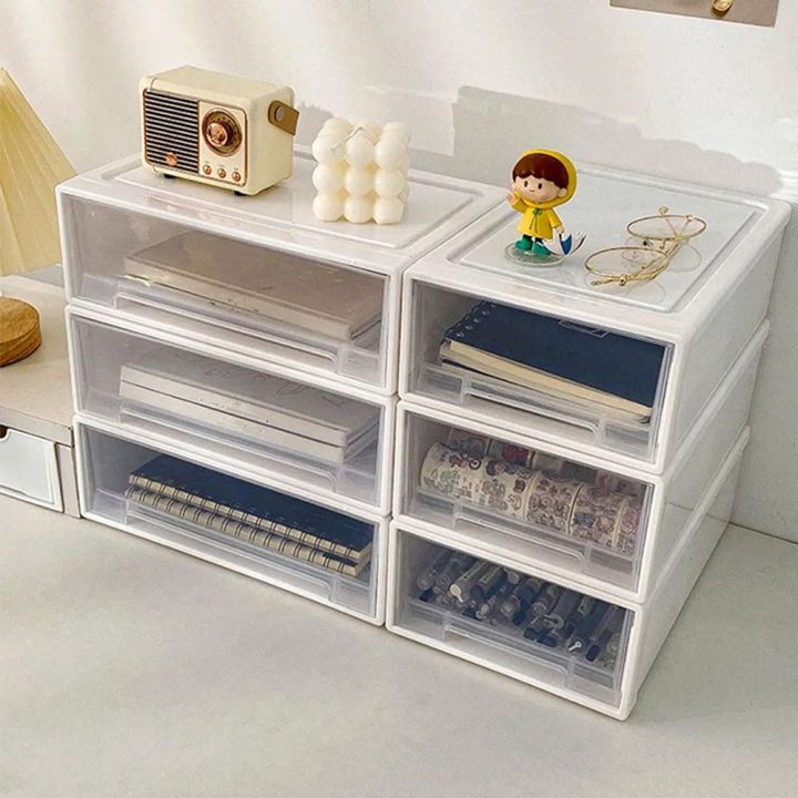 New Plastic Drawer Storage Box Visible Stackable Desktop Storage Box ...