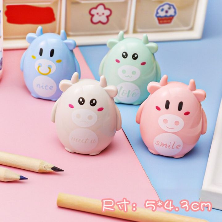 3PCS Cartoon Pupils Calf Toy Cute Kids Sharpener Creative Stationery ...