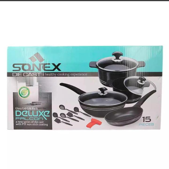 Sonex Deluxe Supreme Cookware Set With PTF Non Stick Coating 15 Pcs ...