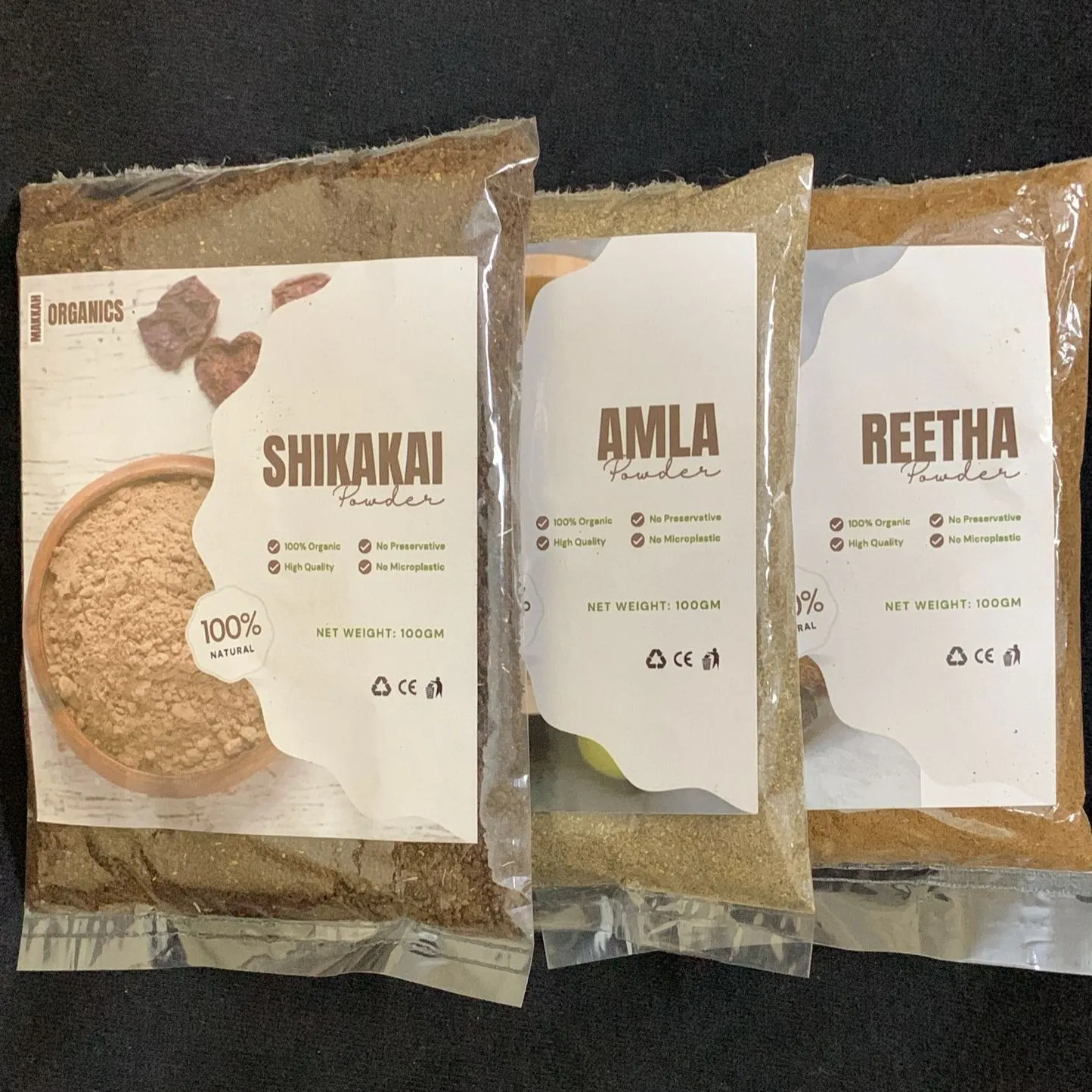 Amla powder 100gm ,Shikakai powder 100gm ,Reetha powder 100gm pack of 3 ...