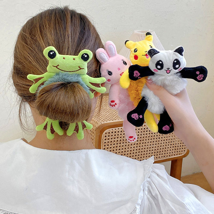 Plush Hair Rope Frog Rabbit Panda Elastic Ponytail Holder Scrunchies ...