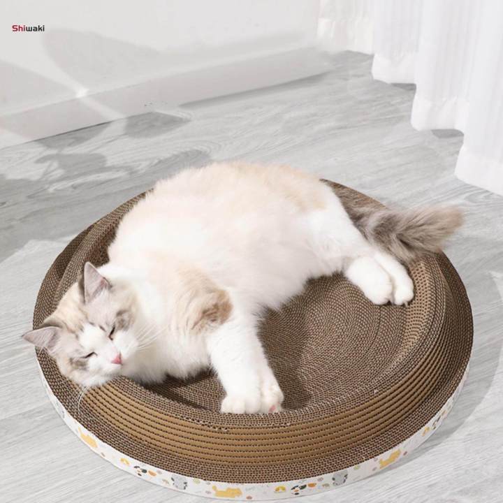 Round Cardboard Cat Scratcher Bed Couch Training Toy Rest Playing Pets ...