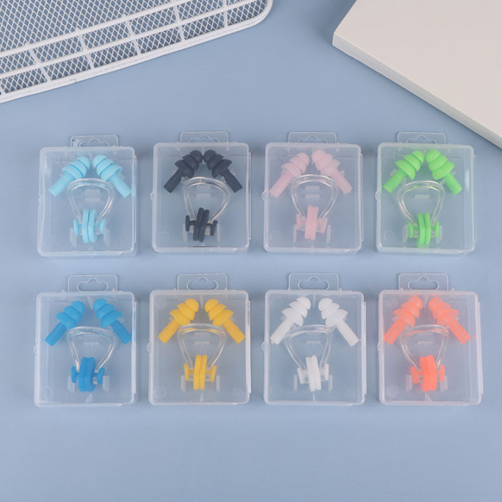 Swimming Ear Plugs Nose Clip Set Waterproof Silicone Reusable Noise ...