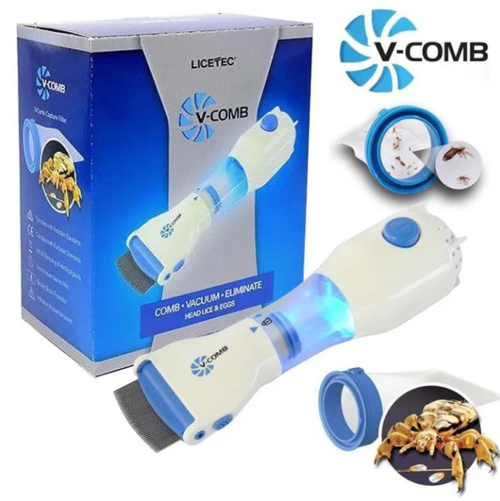 V-Comb Electric Head Lice Removal Machine with Filter | Safe & Chemical ...
