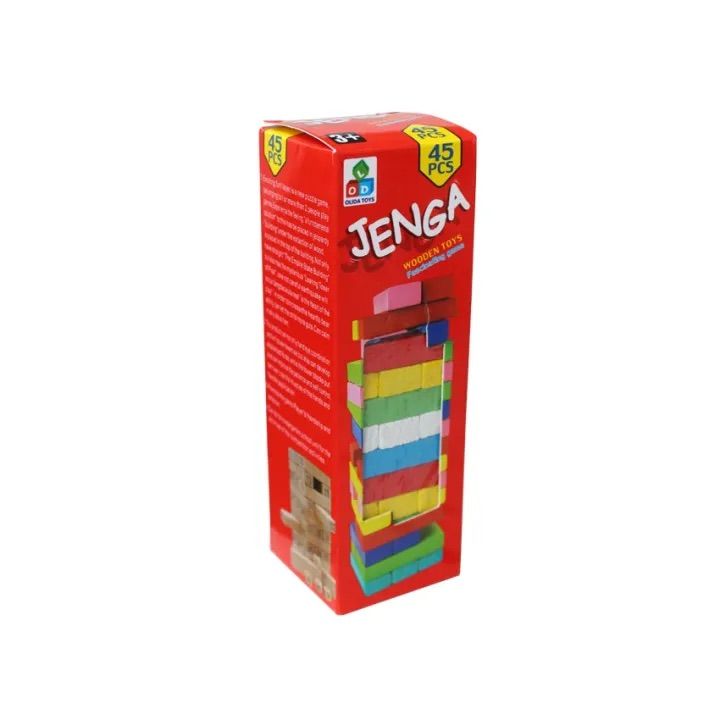 Wooden Jenga Activity Game - 54 Colorful Large Blocks with Dice for ...