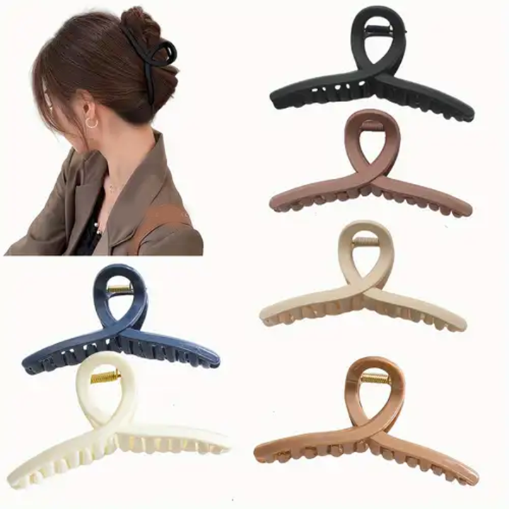 6 Pcs Mix Colour – Korean Matte Cross Claw Hair Clip | Beautiful Cross ...