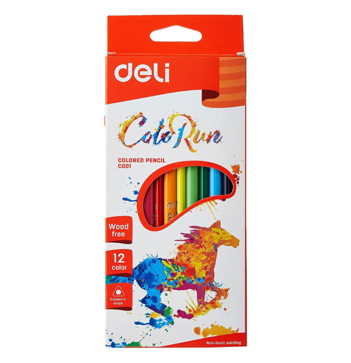 deli ColoRun Wood-free 12 Colour Pencils set | Daraz.pk