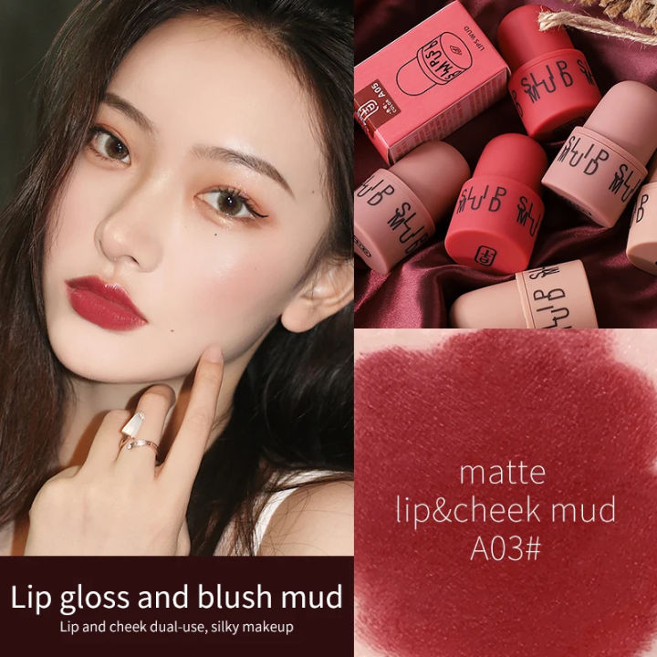 VIBELY Makeup Lipstick Matte Cheek Mud Water Resistant LongLasting Lip Gloss Red Pink Velvet ...