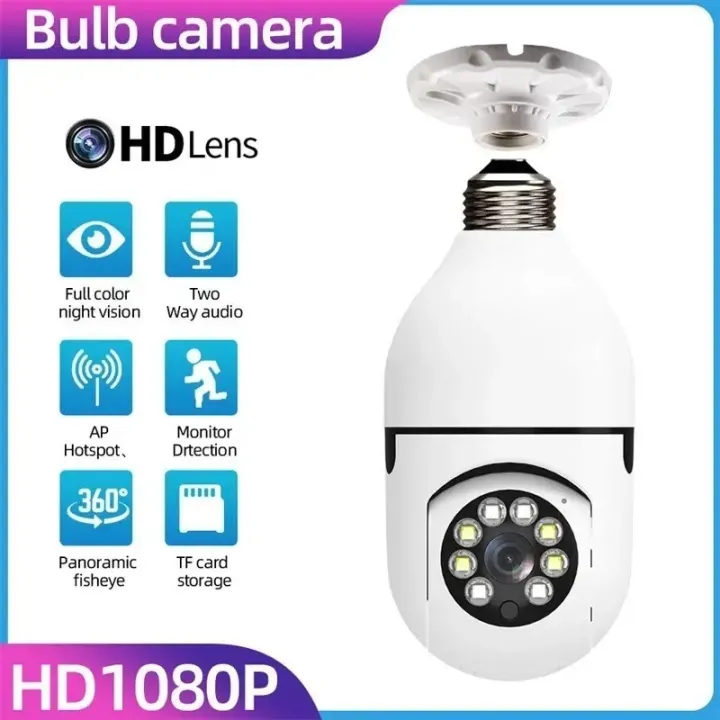 sk/Wifi Spy Camera Bulb 360 View Day/Night Vision/Panoramic Light Bulb ...