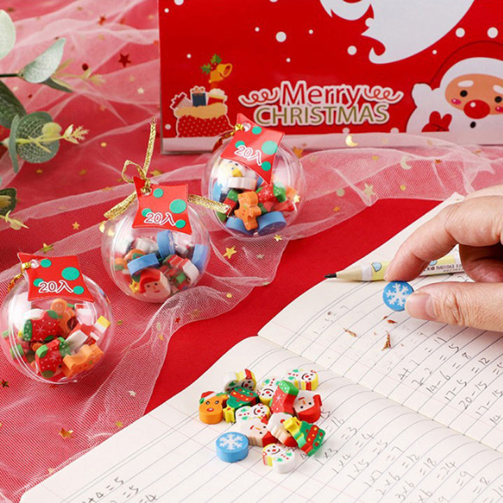 20pcs Merry Christmas Erasers for Kids Gifts Kawaii Stationery Novelty ...