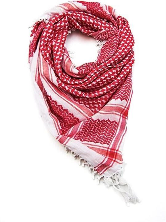 Traditional Red & White Keffiyeh Shemagh Scarf – Arab Head Wrap | Daraz.pk