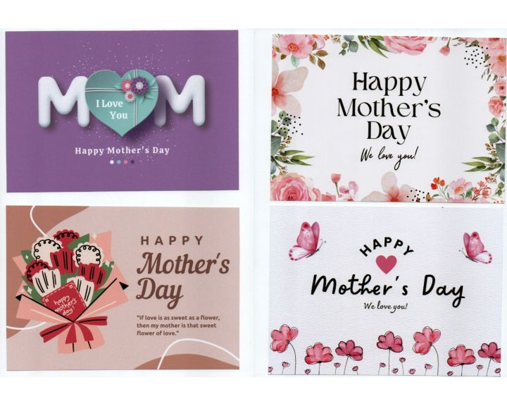 Mothers day Pack of 4 greeting card with envelope & stickers mothers ...