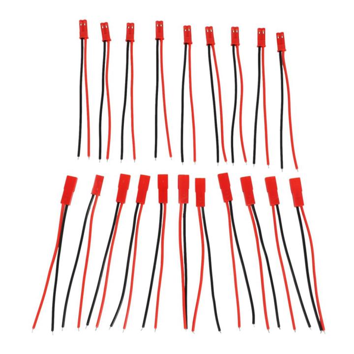 10 Pairs 2 Pin JST Plug Connector M to F 110mm Cable Wire Red Black ...