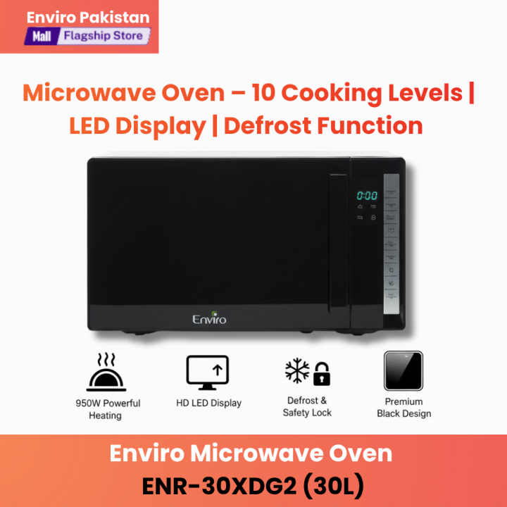 Enviro Microwave Oven ENR-30XDG2 (30L) | 10 Power Levels, LED Display ...