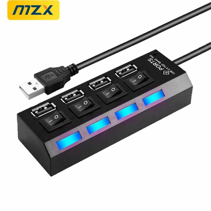 MZX 4 Ports USB A Hub Concentrator With Switch 2.0 3.0 Multi-hub Multi Splitter Multiple ...