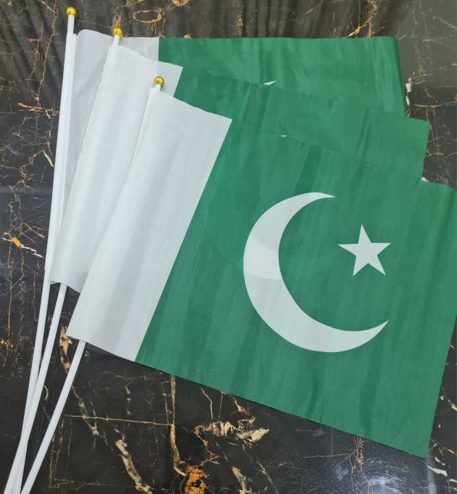 Pakistani Hand Holding Flag – 18"x13" Satin Mini Flag Showpiece Show ...
