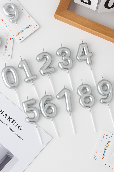 Large Silver Number Candles Birthday Or Anniversary Celebrationn 1 2 3 ...