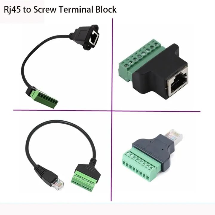 Rj45 to Screw Terminal Block 8p Connector Ethernet Rj45 Male Female to ...