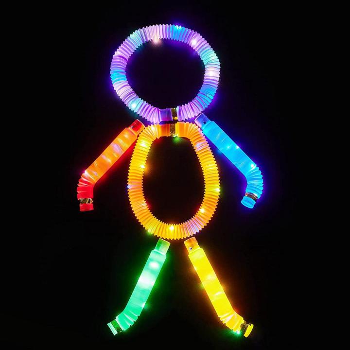 Mini Pop Tubes With LED Light Blinking Glow In the Dark Sensory Toy for ...