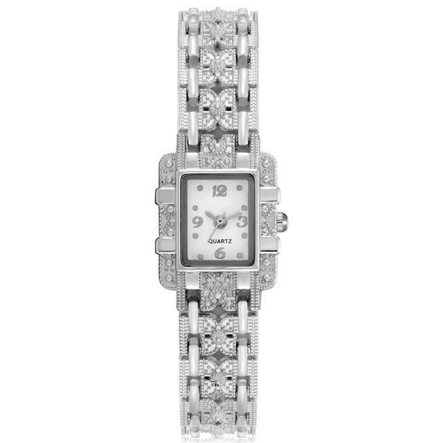 Women Watches Metal Bracelet Square Ladies Quartz Watch Silver Clock ...