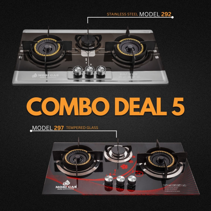 Mobi Gas 3 Burner Hob Combo Deal | MM-292 Stainless Steel Gas Hob + MM ...