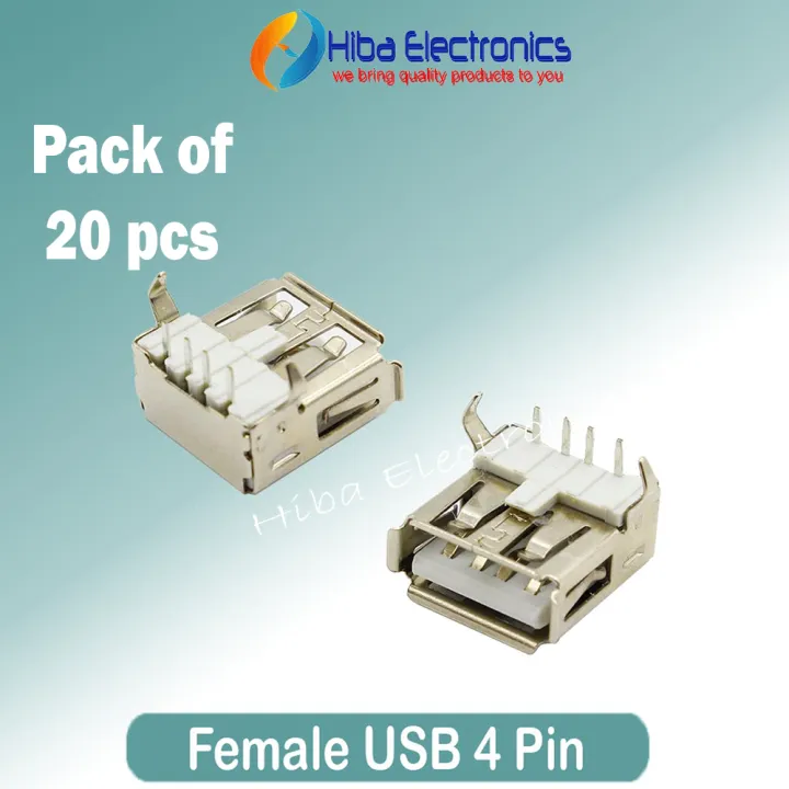 Female USB 4 Pin USB Socket Interface AF 90 Degree Connector Needle ...