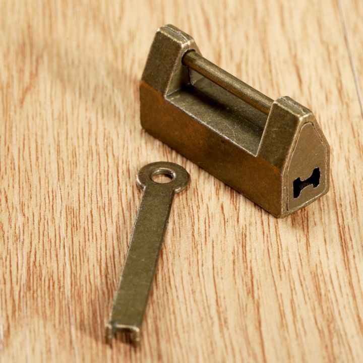 Antique Mini Metal Handle Box Buckle Bolt Household with Key Decoration ...
