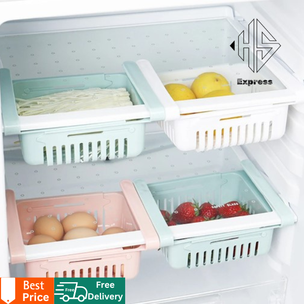 Refrigerator Organizer Basket Container - Slide Under Shelf Freezer ...