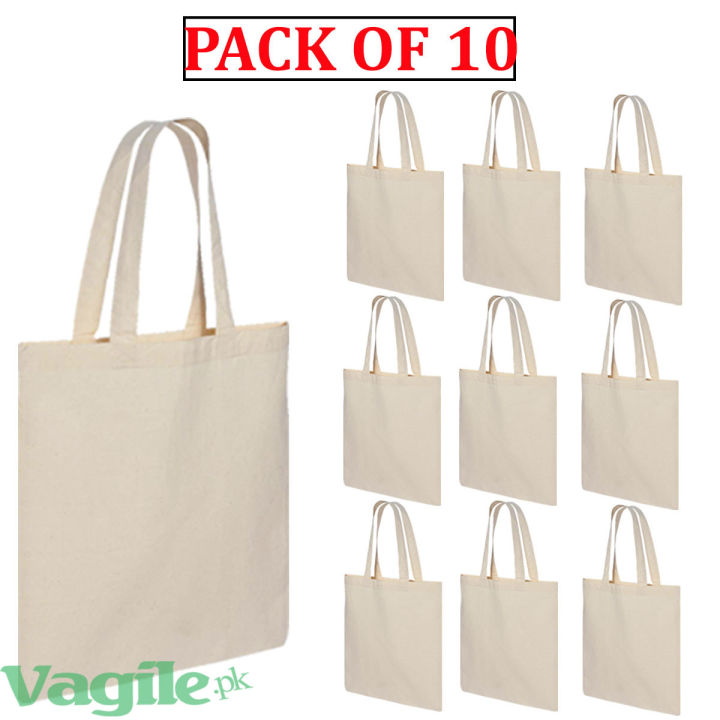Eco Essential 100% Natural Canvas Cotton Plain Reusable Shopping ...